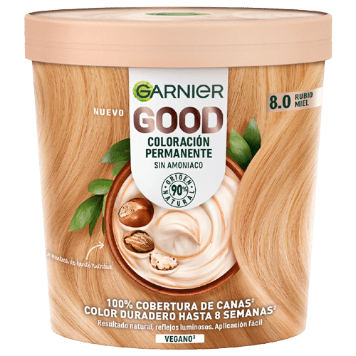 Good Tinte rubio miel 8.0 sin amoniaco, 90% natural | Garnier